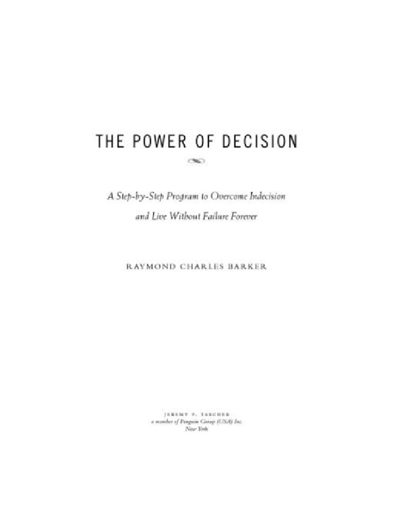 Barker - Raymond-Charles - Barker The-Power-Of-Decision | PDF | Mind ...