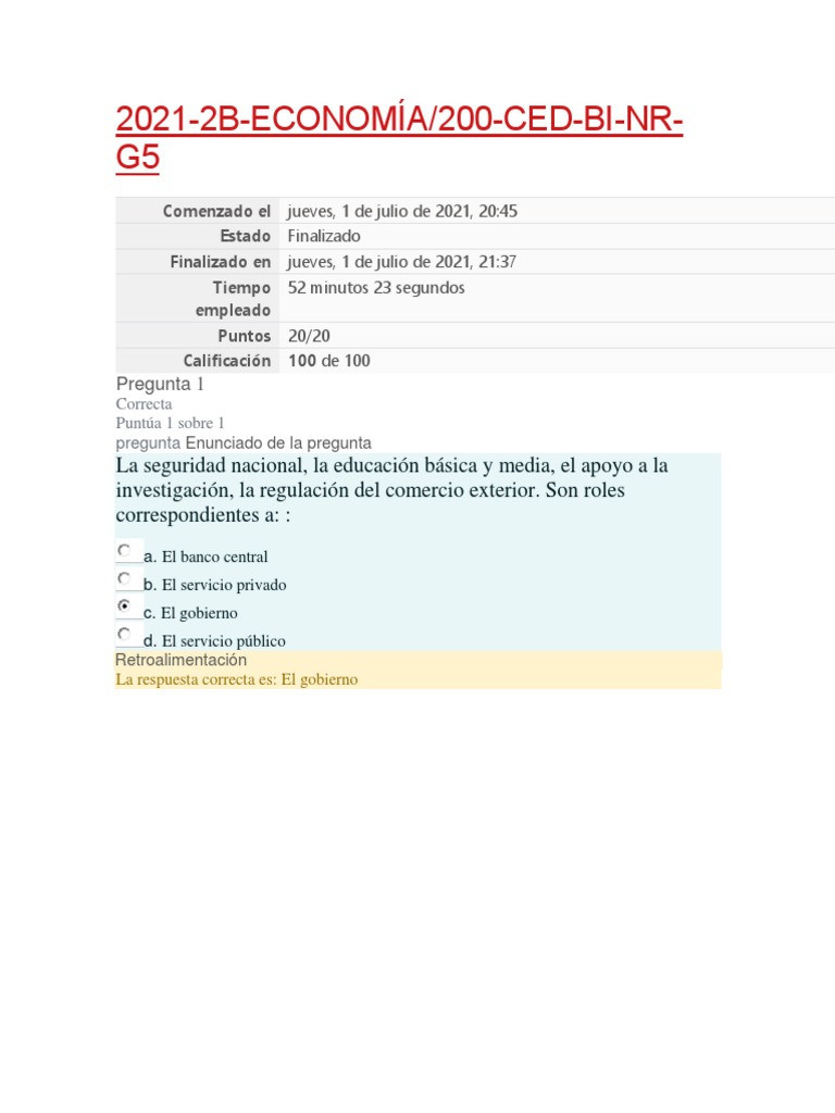 Examen Economia 2021 | PDF