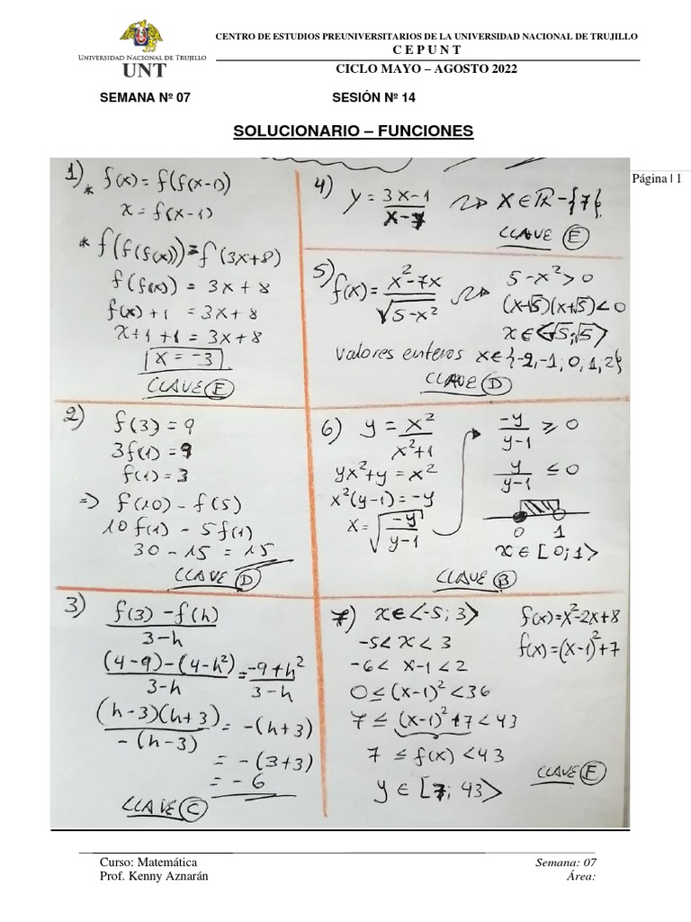 Solucionario - Funciones | PDF