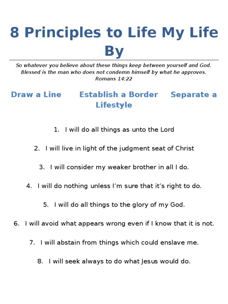 8 Principles To Life My Life by | PDF | Epistle To The Romans | Last ...