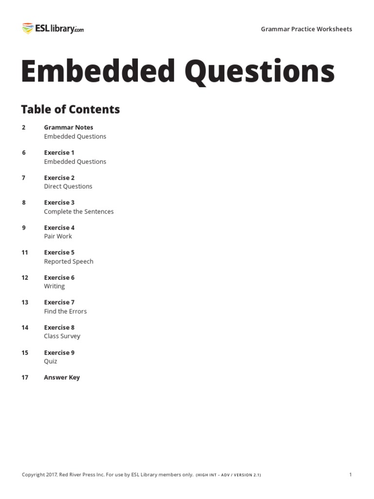 Embedded-Questions US | PDF | Question | Clause