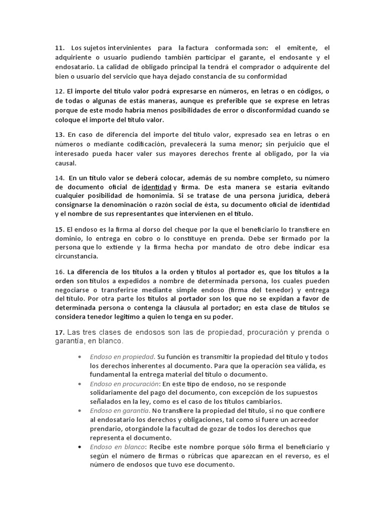 Endoso en Propiedad. Endoso en Procuración: Endoso en Garantía | PDF ...