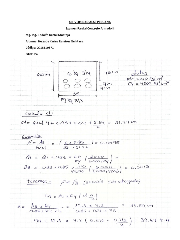 Parcial De Concreto Armado Ii 2022 I Pdf