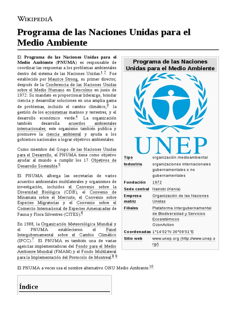 Programa de Las Naciones Unidas para El Medio Ambiente | PDF | Programa del Medio Ambiente de ...