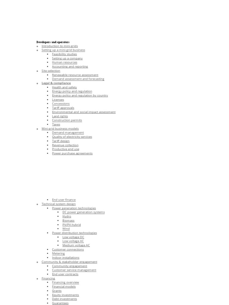 Mini-Grids Developers and Operators | PDF | Renewable Energy ...