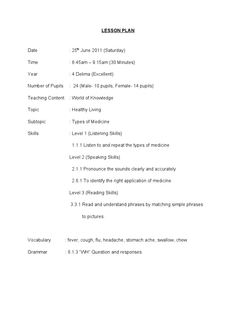 Lesson Plan -Pharmacy | Lesson Plan | Learning | Free 30-day Trial | Scribd