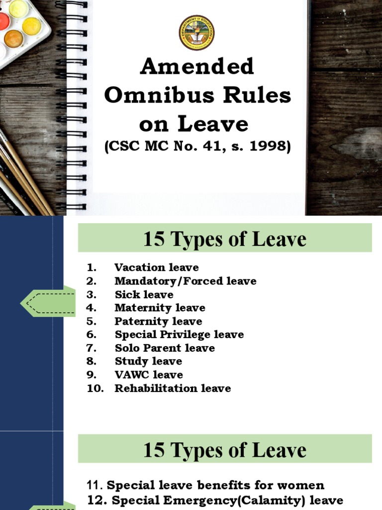 Omnibus Rules On Leave | PDF | Parental Leave | Sick Leave