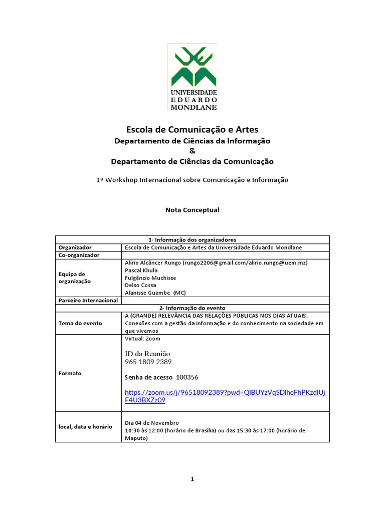 Nota Conceptual - Workshop Sobre Relacoes Publicas & Gestao Da ...