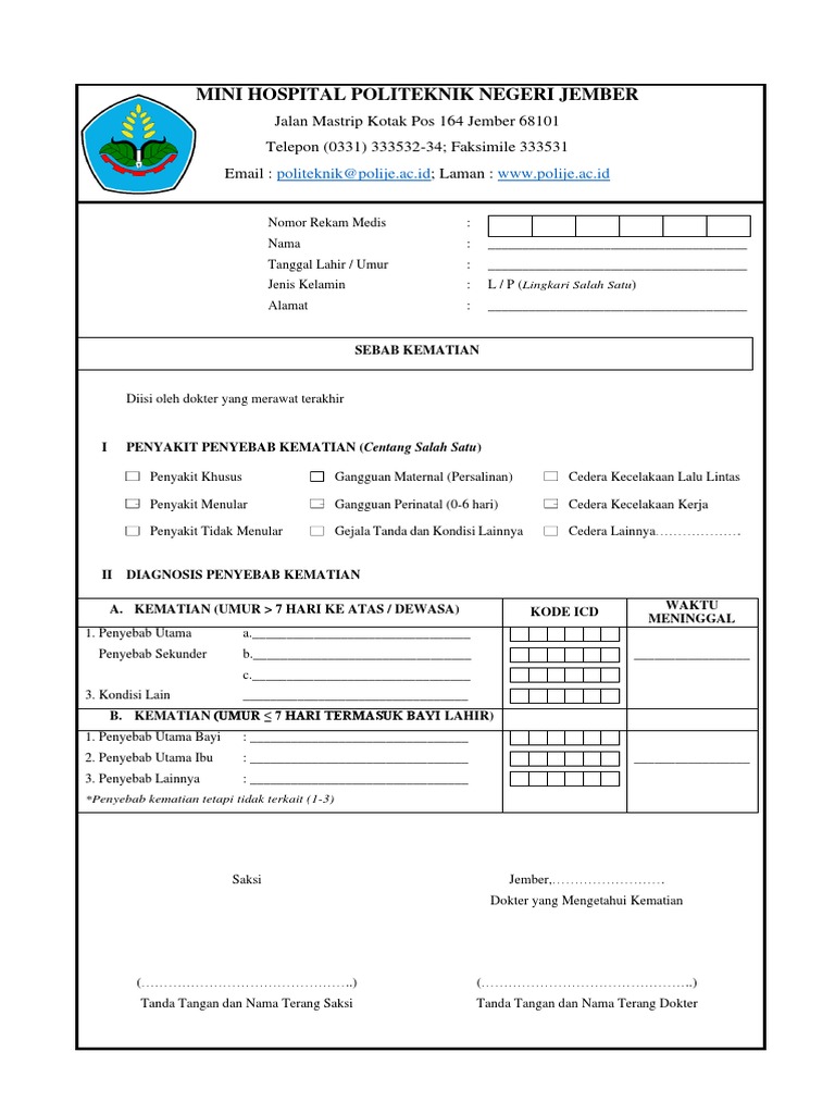 Formulir Sebab Kematian | PDF