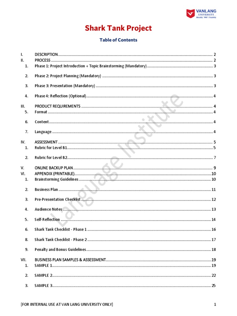 Shark Tank Project Guidelines | PDF | Fluency | Grammar