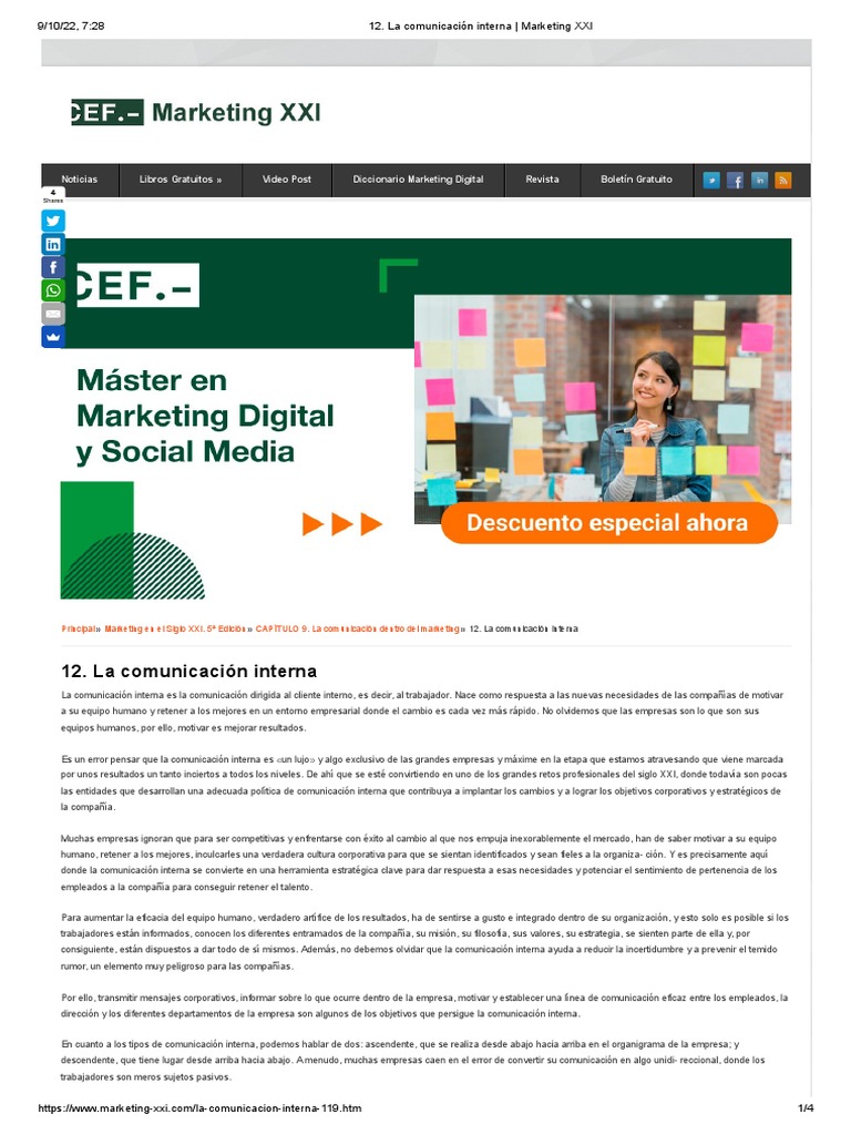 La Comunicación Interna - Marketing XXI | PDF | Marketing | Comunicación