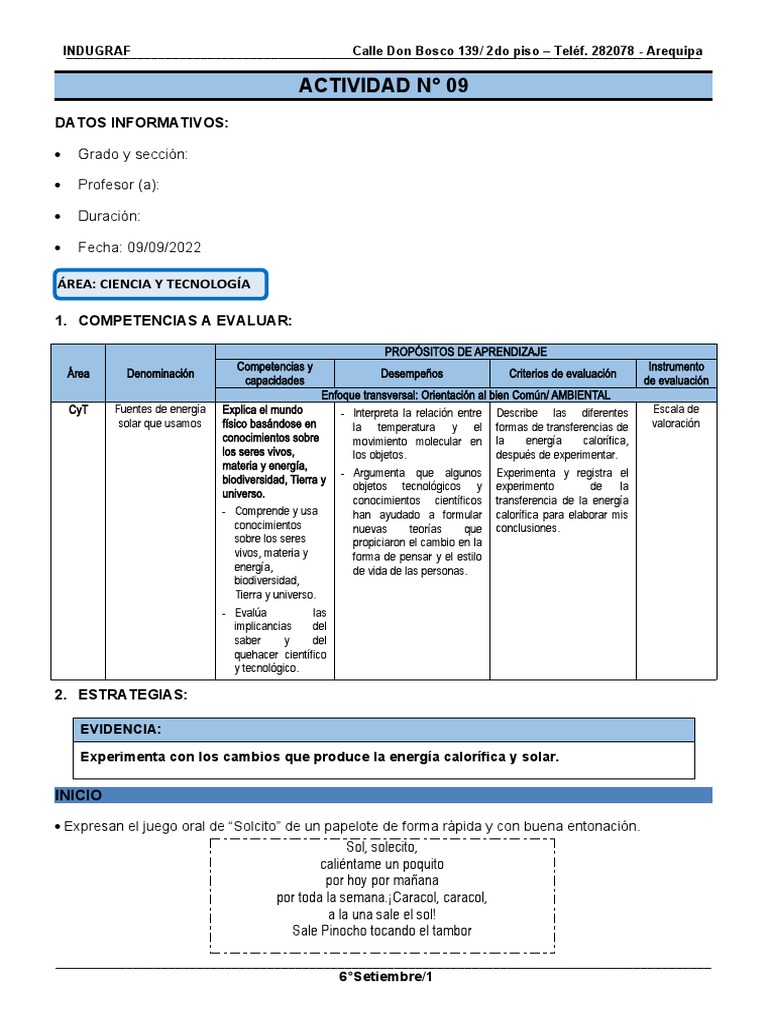 6° Grado - Actividad Del Dia 09 de Setiembre | PDF | Calor | Convección