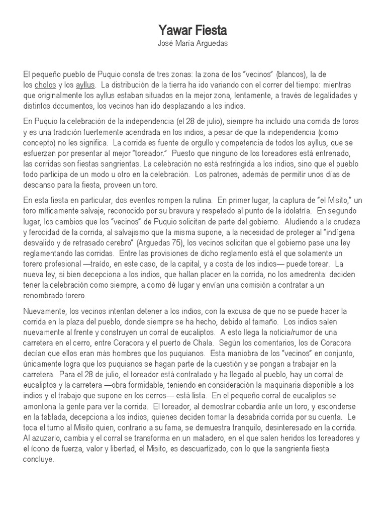 Obras Resumidas de José María Arguedas | PDF