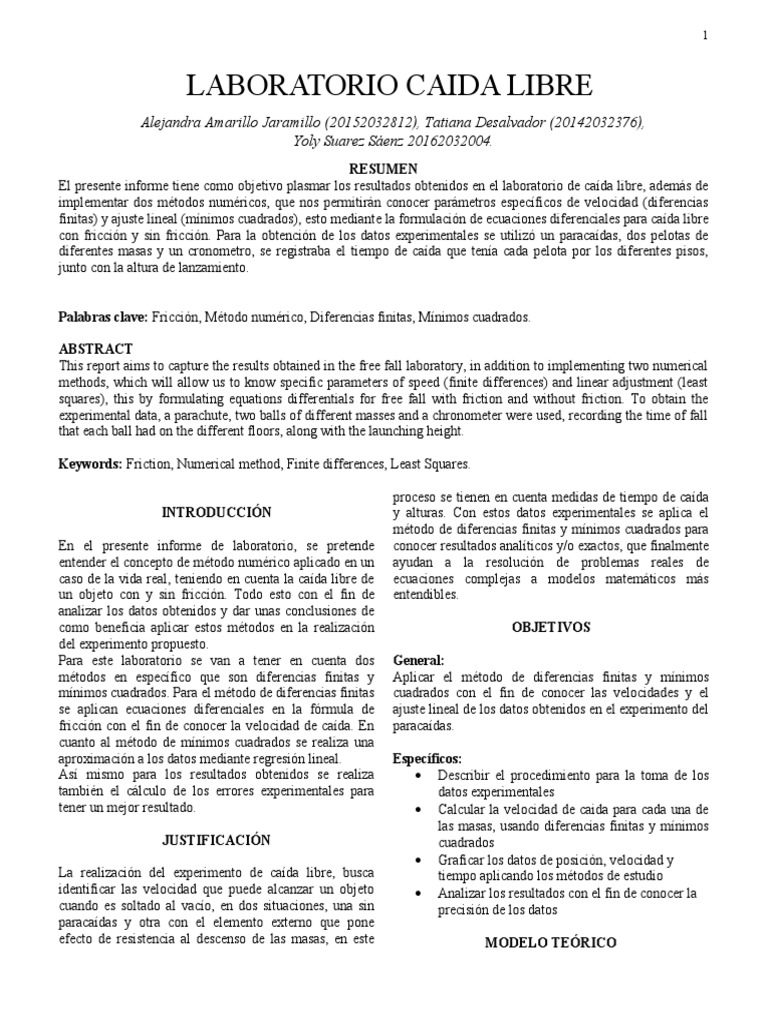 Informe Caida Libre MN | PDF | Medición | Regresión lineal