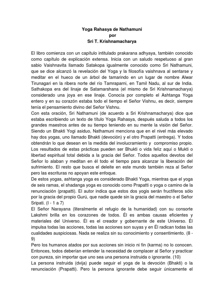 Yoga Rahasya: Sabiduría de Nathamuni | PDF | Yoga | Mantra