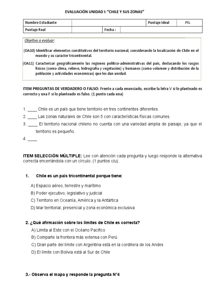 Histo. Ev U1 6°básico | PDF | Chile | América del Sur