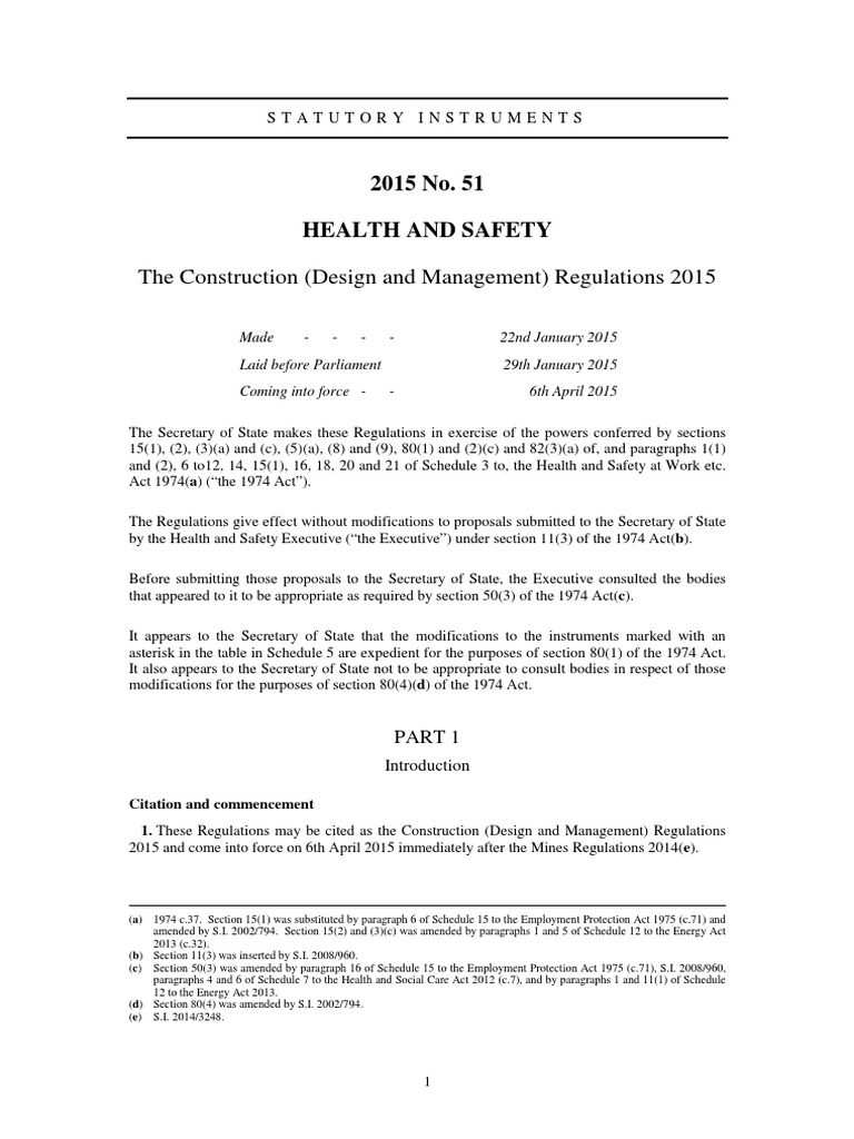 CDM 2015 Legislation | PDF | Employment | Occupational Safety And Health
