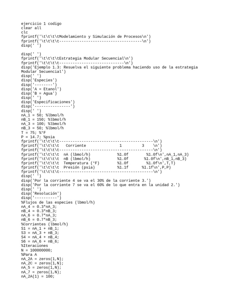 Codigo Ejercicio 1 | PDF