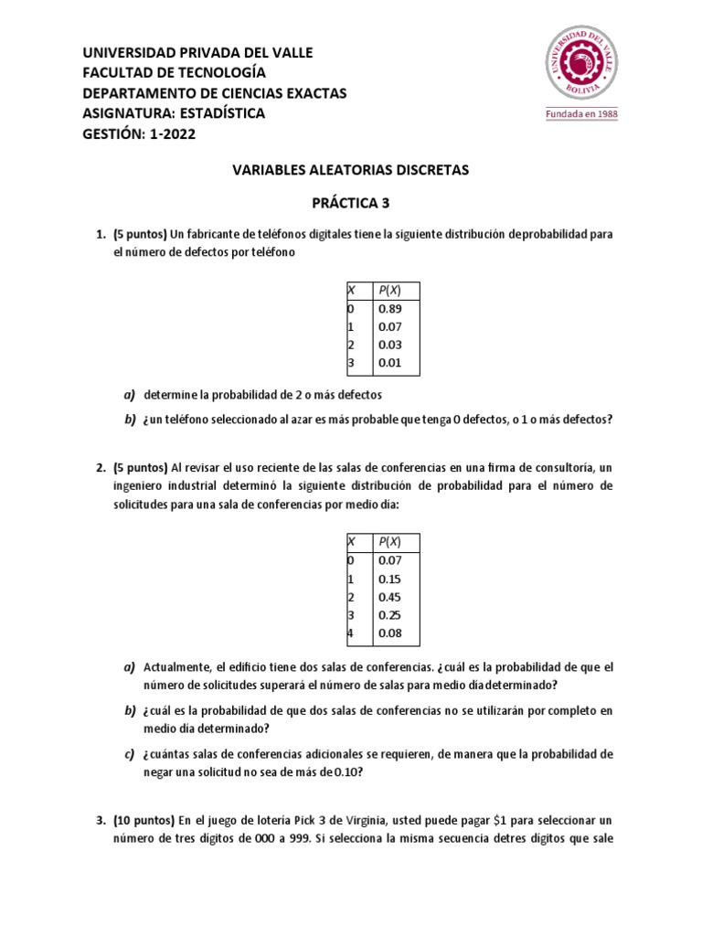 Unidad 3 - Variables Aleatorias Discretas | PDF