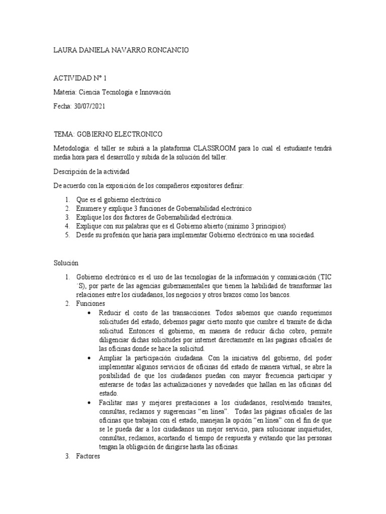 Gobierno Electrónico: Funciones y Principios | PDF | Gobierno E ...