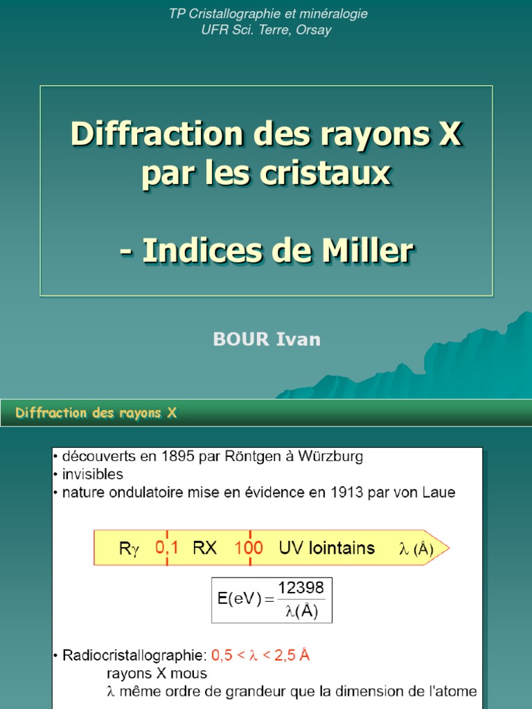 TP Diffraction Des Rayon X Indices Miller | PDF | Cristallographie aux rayons X | Chimie