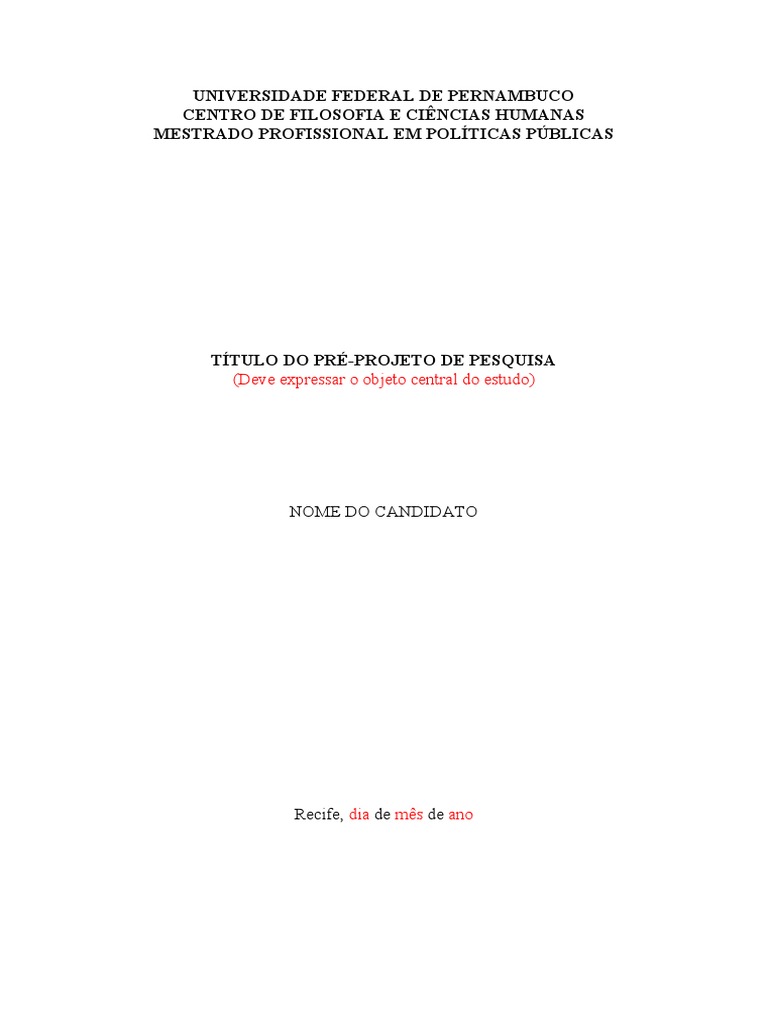 Modelo de Projeto Ufpe | PDF | Teoria | Science