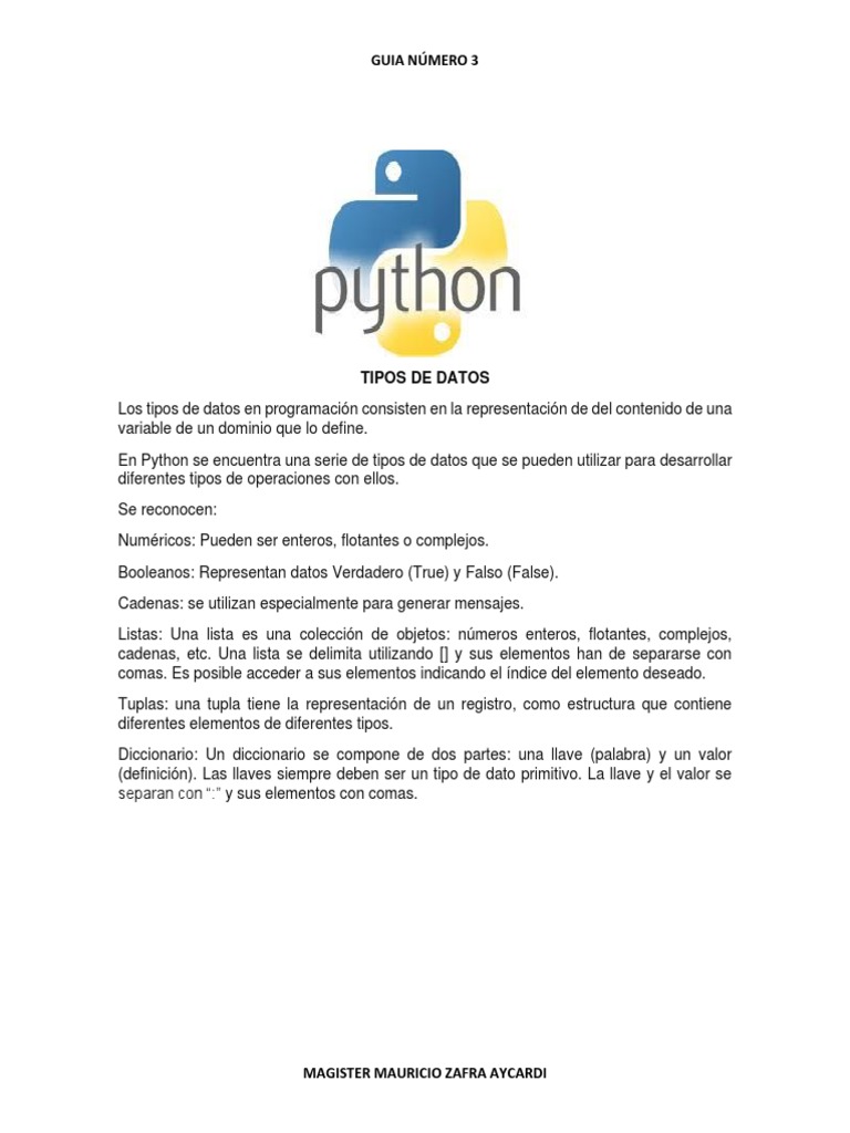 Tipos de Datos y Condicionales en Python | PDF | Python (lenguaje de programación) | Tipo de datos