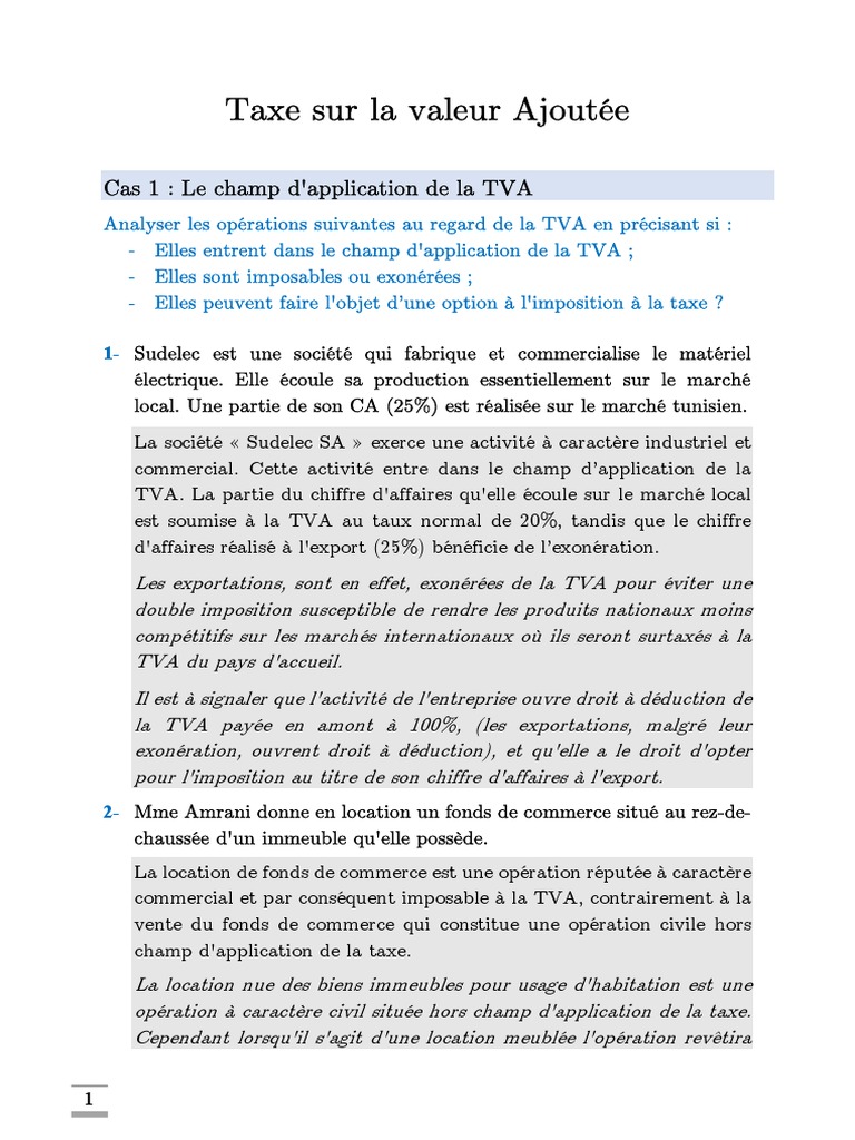 Exercices TVA | PDF | Taxe sur la valeur ajoutée | Chèque