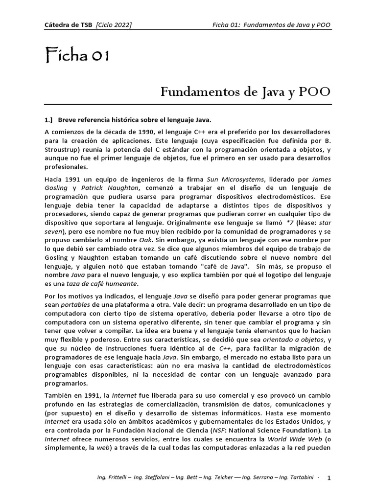 TSB Ficha 1 A Ficha 12 | PDF | Java (lenguaje de programación) | máquina virtual de Java