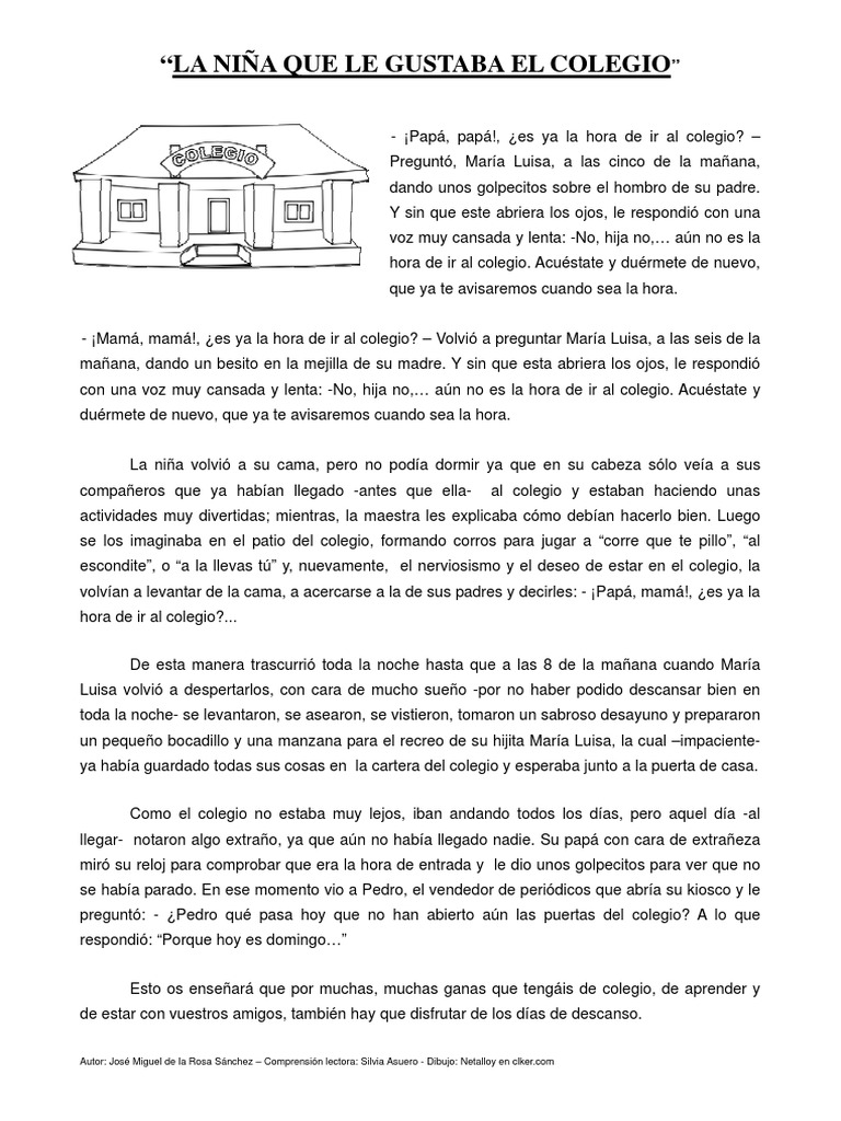 La niña que ansía ir al colegio | PDF