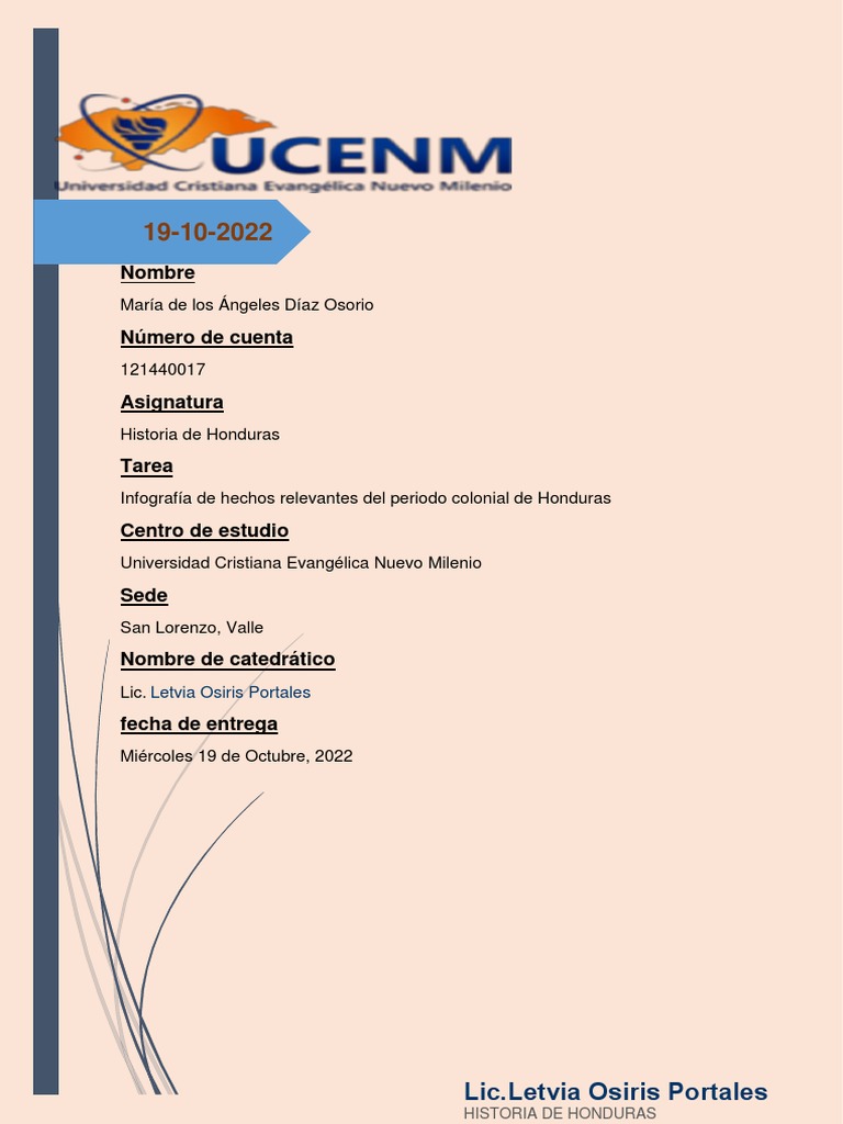 Infografía sobre hechos relevantes del periodo colonial de Honduras ...
