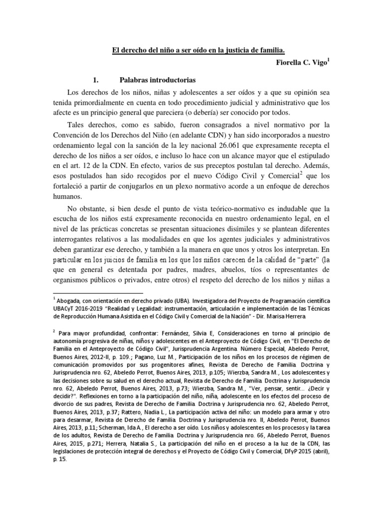 VIGO 2016. El Derecho Del Nino Ser Oido en La Justicia de Familia. 1 | PDF | Adopción | Anulación