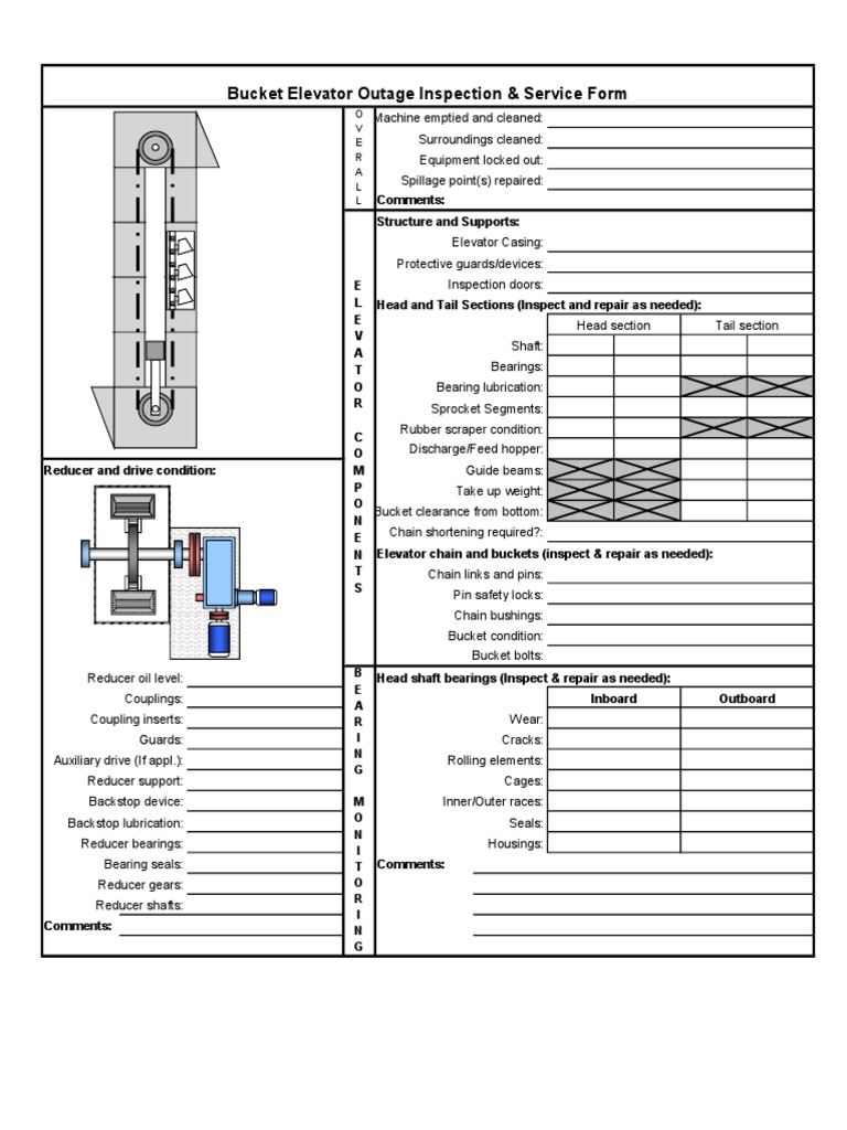 Bucket Elevator Inspection Form | PDF | Bearing (Mechanical) | Elevator