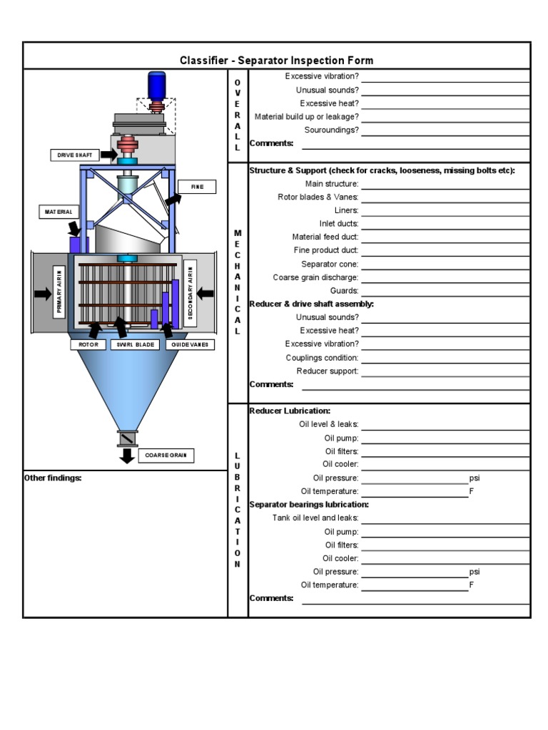 Classifier - Separator Inspection Form | PDF | Chemical Engineering ...