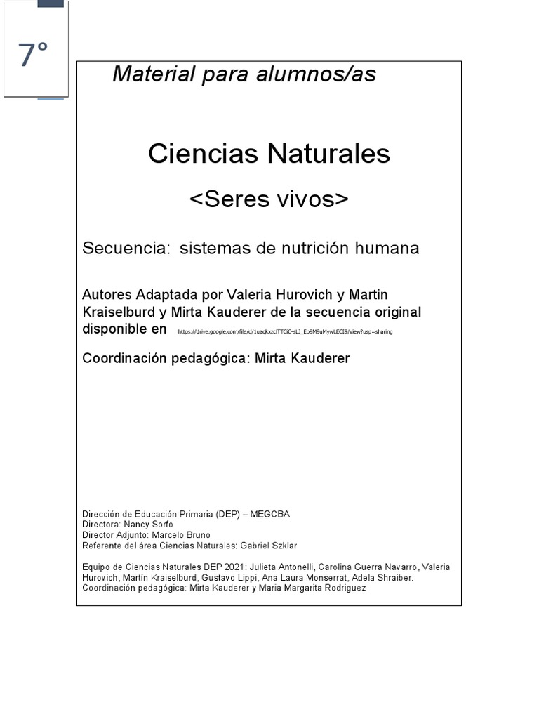 Sistemas de Nutrición Humana en 7° | PDF | Digestión | Sistema circulatorio