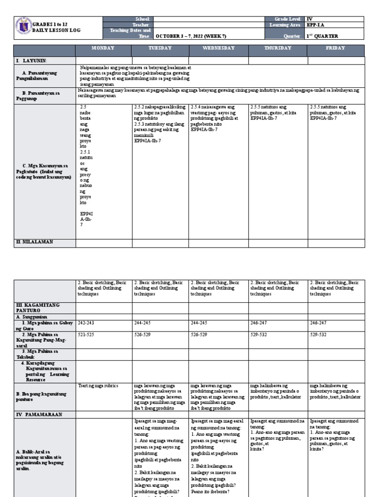 DLL - Epp-I.a. 4 - Q1 - W7 | PDF