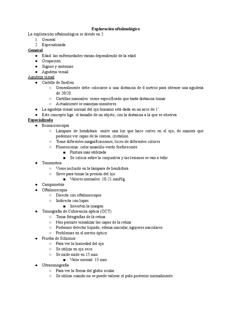 Guía de Exploración Oftalmológica | PDF | Ojo humano | Percepción visual