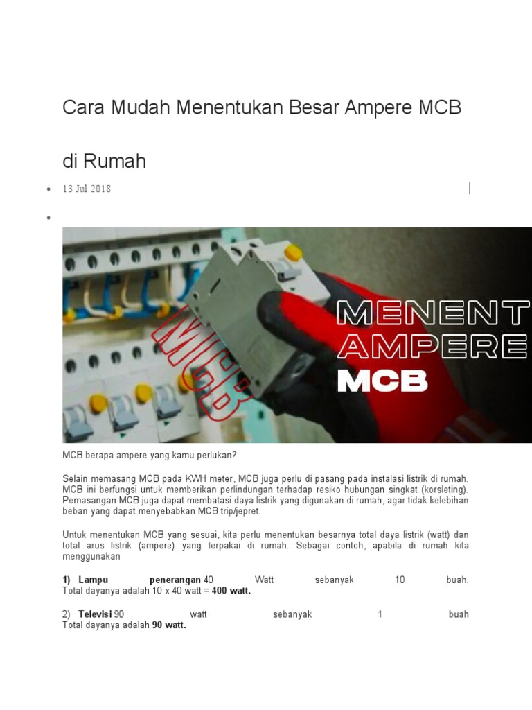 Cara Mudah Menentukan Besar Ampere MCB Di Rumah | PDF