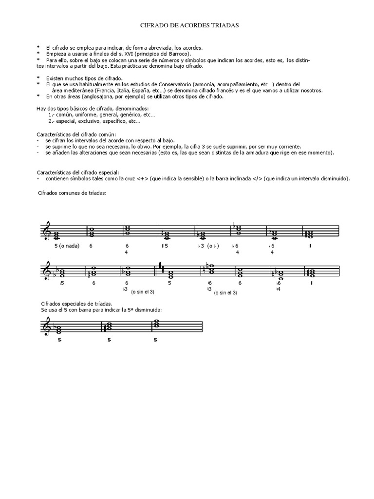 Cifrados Acordes Tríada. Apuntes | PDF | Acorde (Música) | Teoría musical