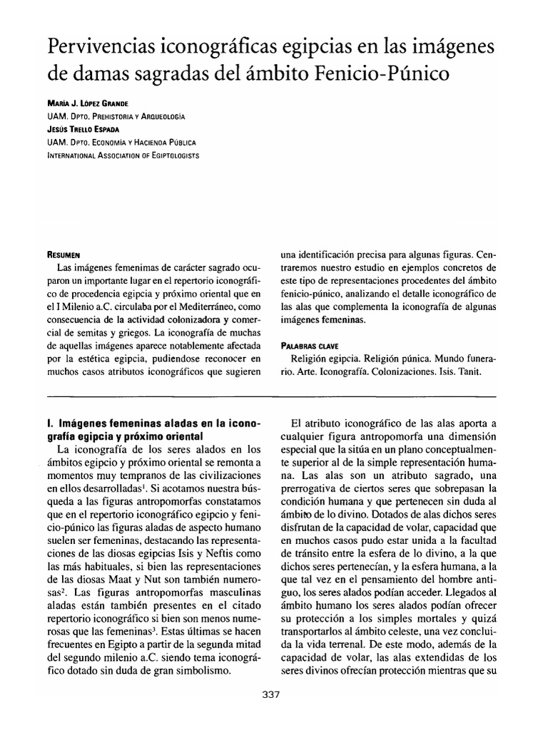 Pervivencias Iconográficas Egipcias en Las Imágenes de Damas Sagradas ...