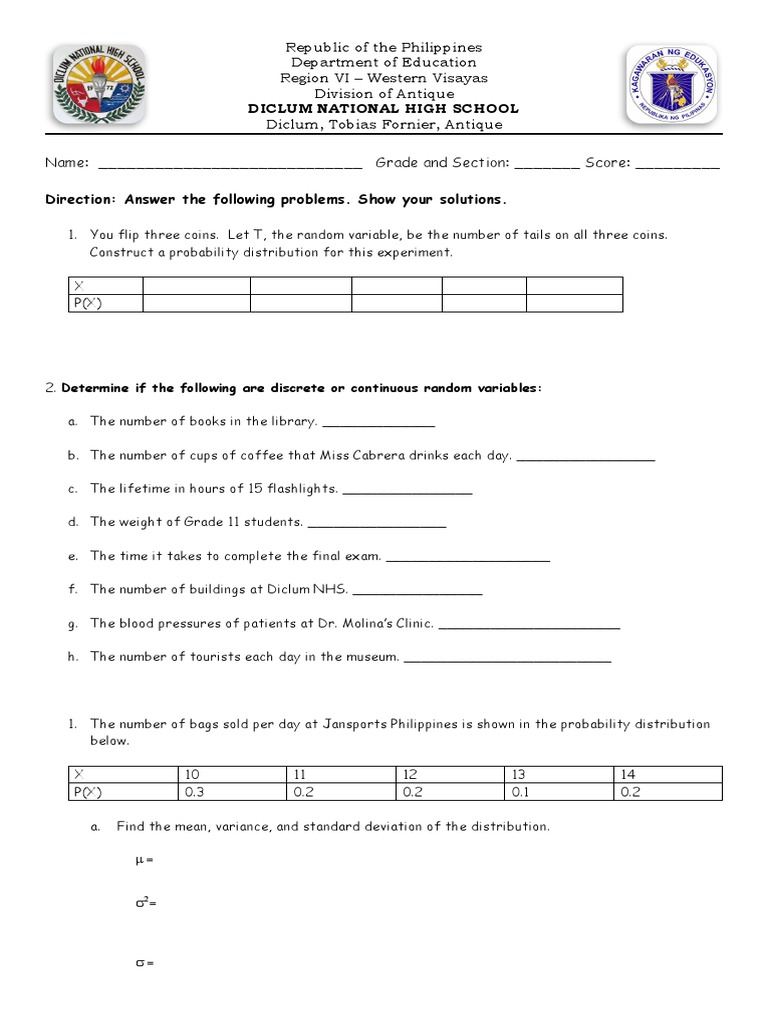 Unit Test - Probability Distribution (Removal) | PDF | Variance ...
