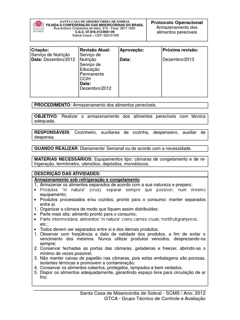 Armazenamento Dos Alimentos Perecã - Veis. | PDF | Embalagem e rotulagem | Geladeira