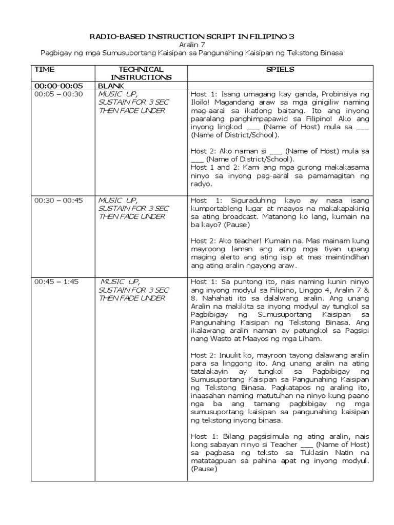 Rbi Script - Unang Aralin | PDF