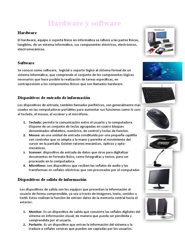 Hardware y Software | PDF | Hardware de la computadora | Periférico
