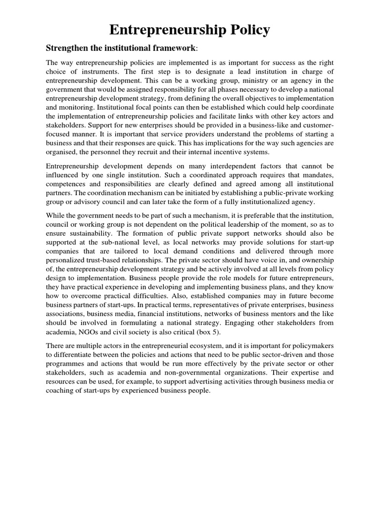 Formulating National Entrepreneurship Strategy-4 | PDF ...