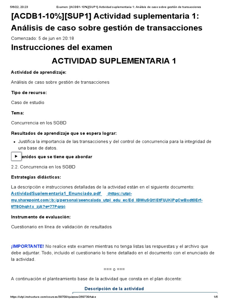 Análisis de la importancia de la gestión de transacciones y el control de concurrencia en bases ...