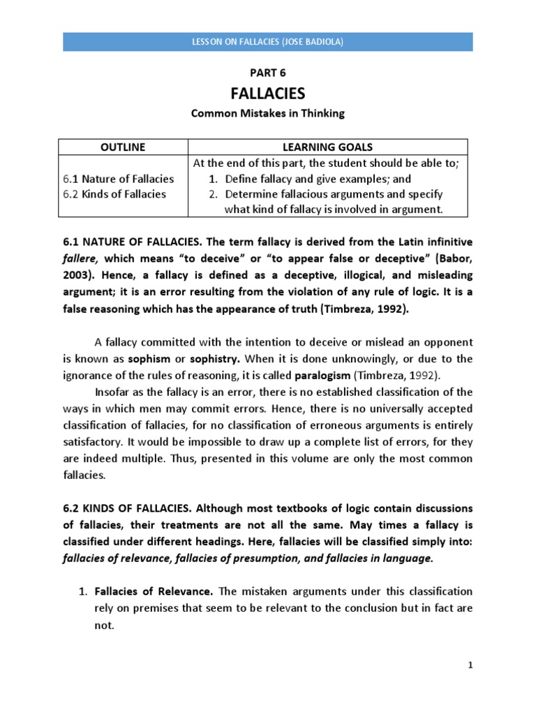 FALLACIES | PDF | Fallacy | Logic