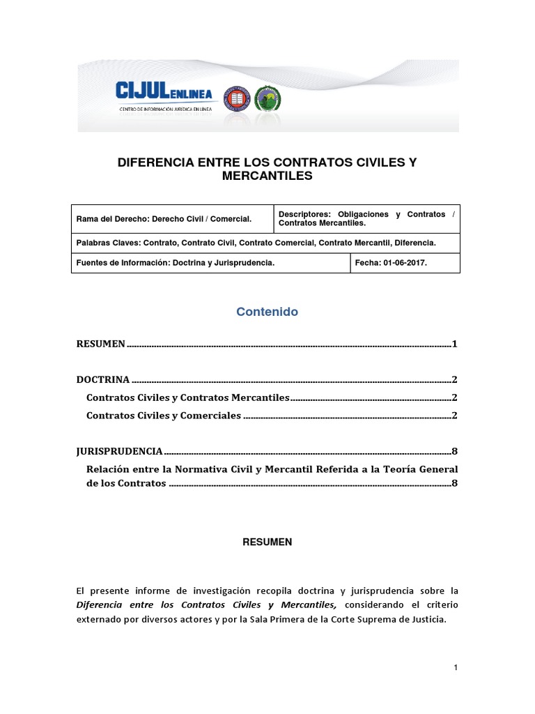 Diferencia Entre Los Contratos Civiles y Mercantiles | PDF | Ley de fideicomiso | Caso de ley