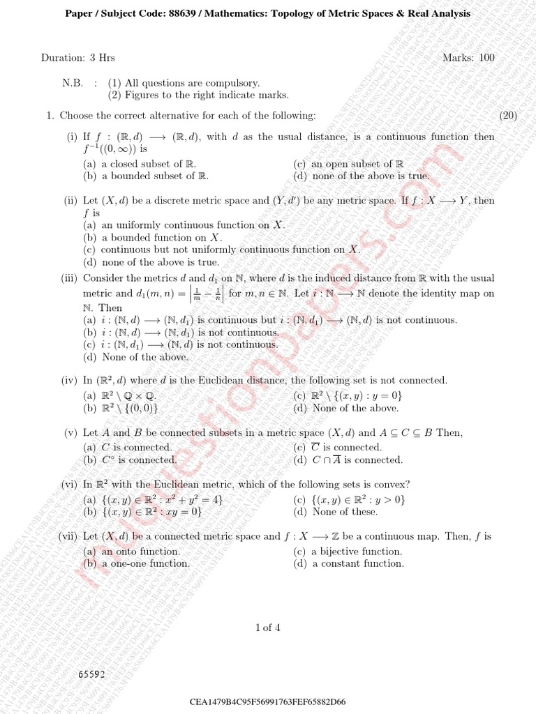Tybsc-Maths Sem6 Tmsra Apr19 | PDF | Metric Space | Geometry Tybsc-Maths Sem6 Tmsra Apr19 | PDF | Metric Space | Geometry
