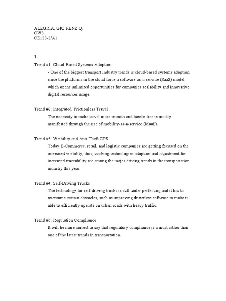 Alegria Giorenzq Cw3m1ce123-2 | PDF | Transport | Car